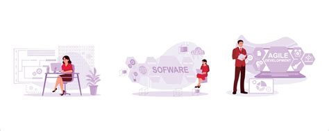 Software Developers Concept Female Programmer Vector Image