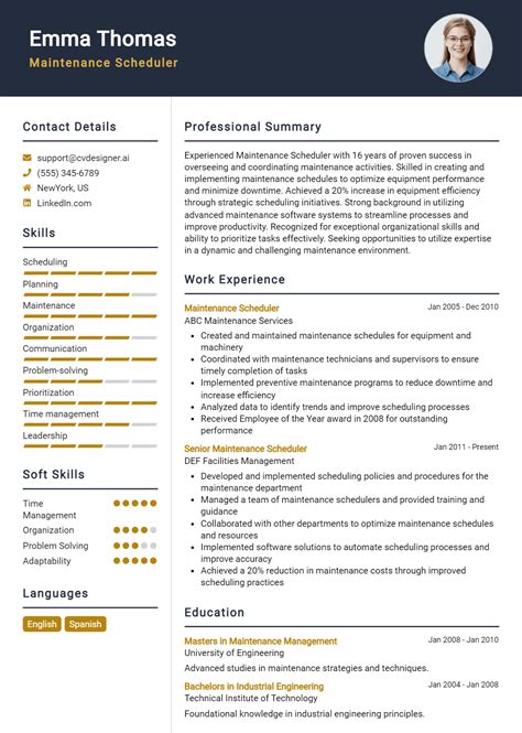 Maintenance Scheduler Resume Examples And Templates For