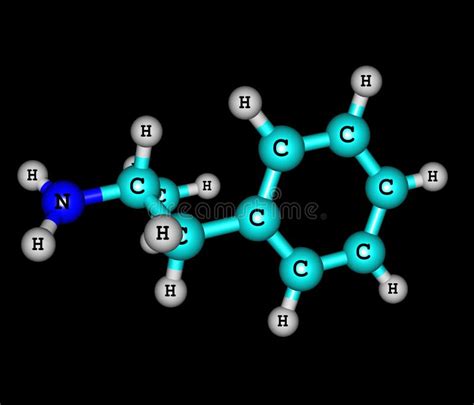 Dextroamphetamine Dexamphetamine Moleculaire Structuur Op Wit Stock