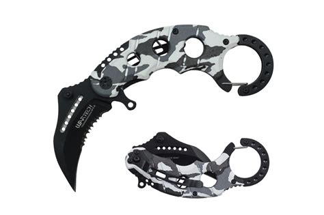 6 Assisted Open Karambit Knife With Wt Camo Handle Key Ring