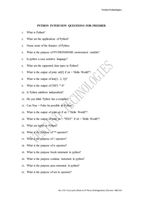 Python Interview Questions For Fresher Pdf
