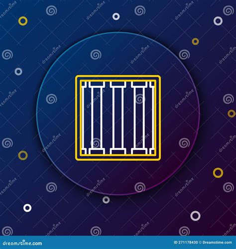 Icône De La Fenêtre De La Prison De Ligne Isolée Sur Fond Bleu Concept