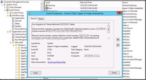 Failed Live Migrations With Event ID 21502 Planned Virtual Machine Creation Failed For Virtual