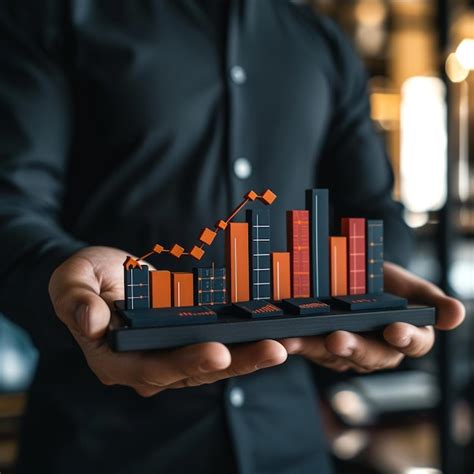 Premium Photo Architectural Business Graph In Dark Navy And Crimson