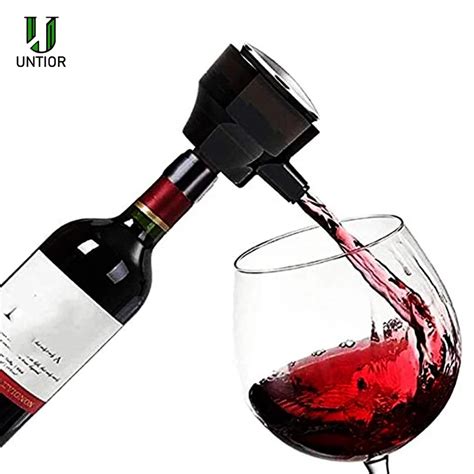 Untior 휴대용 전기 와인 Pourer 스마트 와인 디켄터 자동 레드 와인 통풍기 디켄터 디스펜서 바 도구