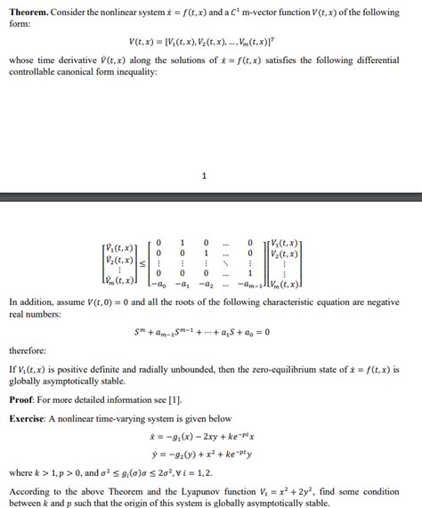 Solved Theorem Consider The Nonlinear System X F T X And Chegg Com