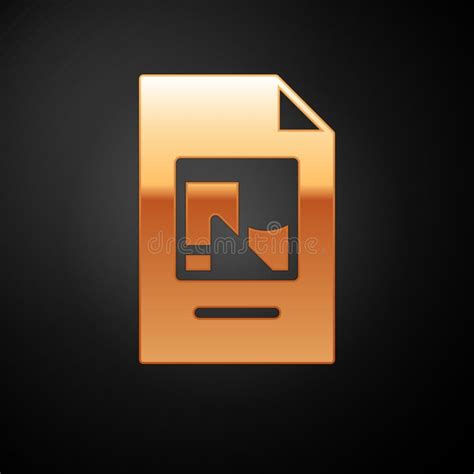Gold File Document With Illustration Icon Isolated On Black Background