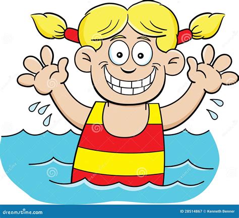 Menina Da Natação Dos Desenhos Animados Ilustração do Vetor