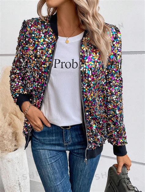 SHEIN LUNE Asymmetrical Pattern Sequin Accent Party Music Festival