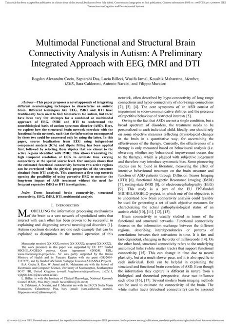 Pdf Multimodal Functional And Structural Brain Connectivity 2 3 4 The Core
