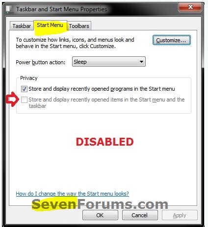 Taskbar And Start Menu Properties Have No Start Menu Tab Anymore Windows 10 Forums
