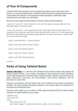 Use Tailwind Select For Easy And Reliable Dropdowns Blogs PDF