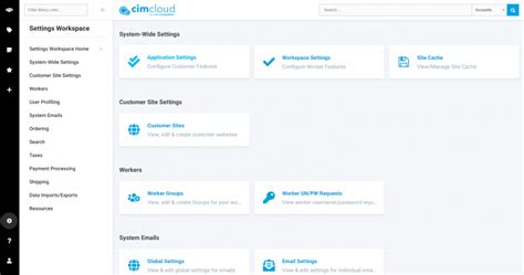 Settings Workspace Overview CIMcloud Help Center