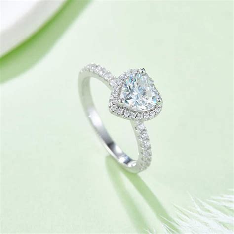 Shop Heart Cut Moissanite Halo Ring Online