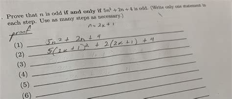 Solved Prove That N Is Odd If And Only If N N Is Odd Chegg Com