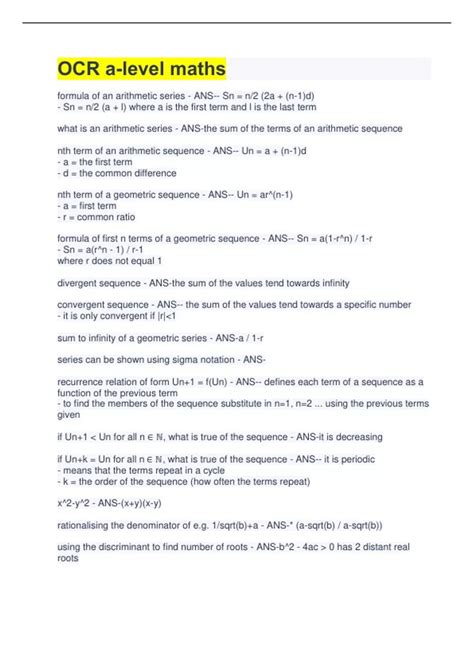 OCR A Level Maths OCR A Level Maths Stuvia US
