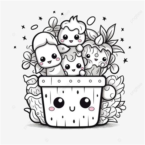 手繪kawaii填色書插圖3 卡哇伊彩頁 迷人 愛情插圖png去背圖片素材免費下載，免摳圖設計圖案下載 Pngtree