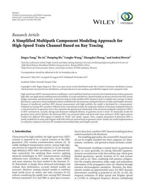 Pdf A Simplified Multipath Component Modeling Approach For High Speed