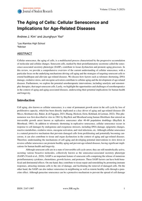 Pdf The Aging Of Cells Cellular Senescence And Implications For Age