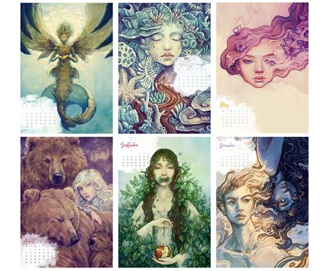 Fantasy 2023 Wall Calendar Fantasy Art Illustrated Calendar Etsy India