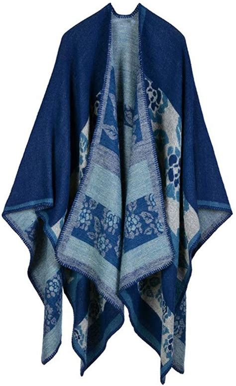Pikadingnis Womens Color Block Shawl Wrap Plus Size Cardigan Poncho