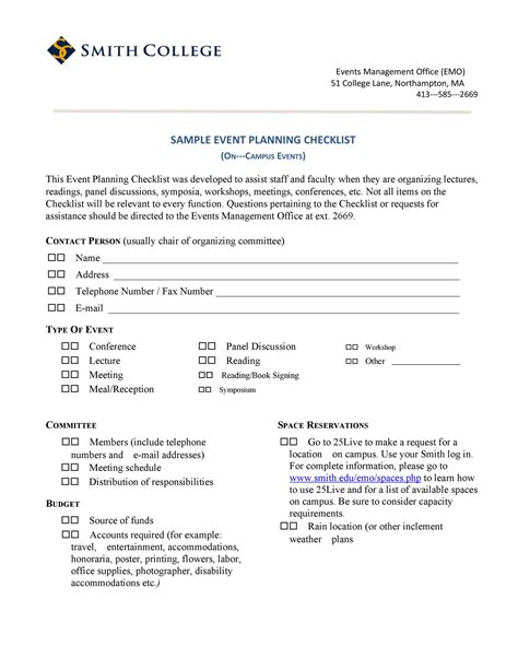 50 Professional Event Planning Checklist Templates Templatelab