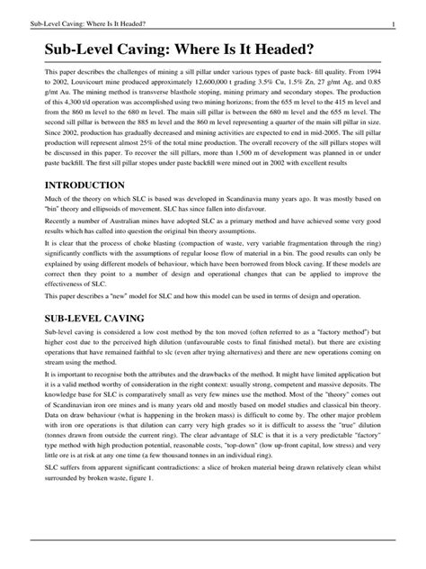 Sub Level Caving Where Is It Headed Pdf Iron Ore Mining