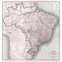 A gran escala antiguo mapa político de Brasil y Paraguay con otras