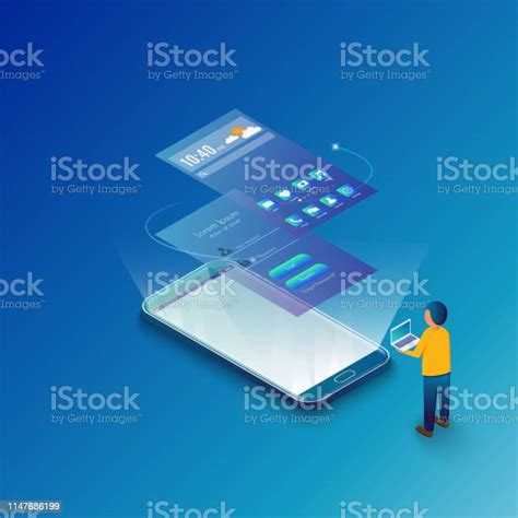 Isometric Ui Flowchart Mockup Mobile Application Concept Isometric Flat