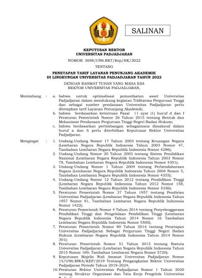 Keputusan Rektor Universitas Padjadjaran