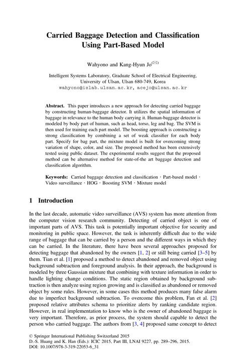 PDF Carried Baggage Detection And Classification Using Part Based Model