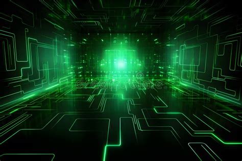 Abstract Green Technology Circuit Board Background Generative Ai Stock Illustration
