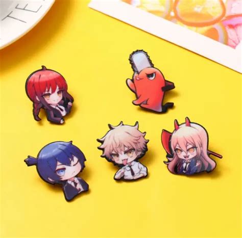 Chainsaw Man Cartoon Pvc Brooch Anime Denji Power Makima Pochita