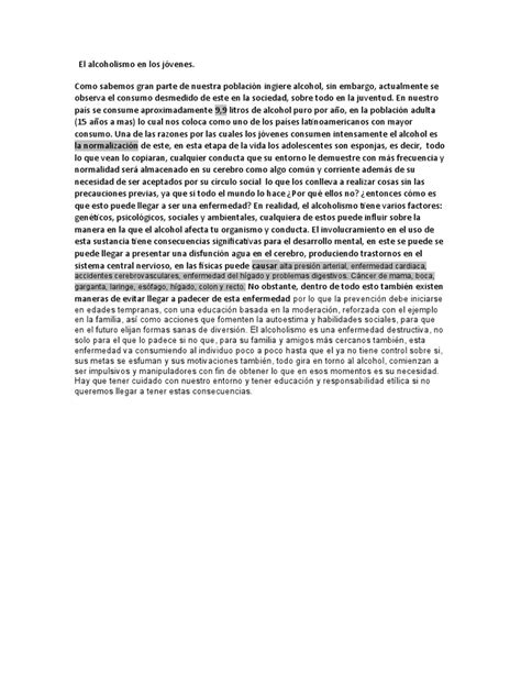 El Alcoholismo En Los Jóvenes Pdf Alcoholismo Causas De La Muerte