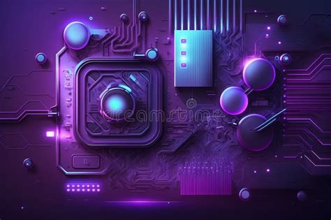 Futuristic Tech Background With Glowing Bioluminescent Elements Circuitry And Microchips Ai