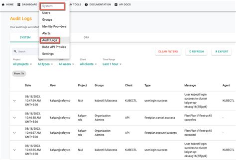 Product Security Audit Logs Rafay Product Documentation