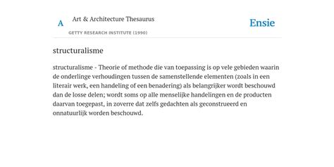 Structuralisme De Betekenis Volgens Art And Architecture Thesaurus