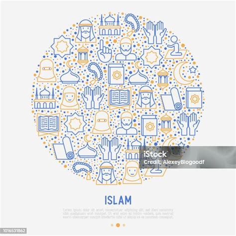 원 선 아이콘 이슬람 개념 사원 카펫 묵 주 기도 코 란 이슬람교도 현대 벡터 일러스트 레이 션 웹 페이지 서식 파일 라마단에 대한 스톡 벡터 아트 및 기타 이미지 Istock