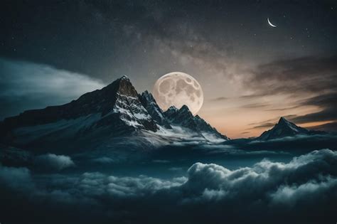Premium Photo The Moon Over Top A Mountain In Evergreen Colorado