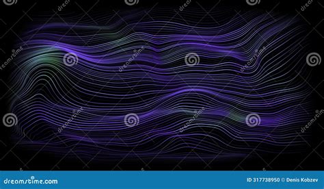 Abstract Winding Lines Of Different Colors On A Black Background