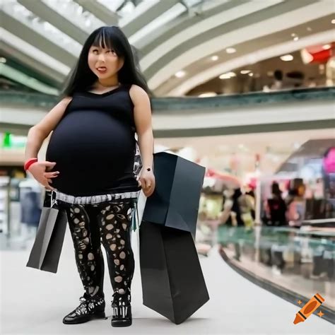 Portrait Of A Pregnant Japanese Woman Shopping At The Mall On Craiyon