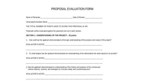 FREE Proposal Evaluation Forms In PDF MS Word