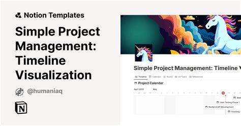 Simple Project Management Timeline Visualization Template Notion