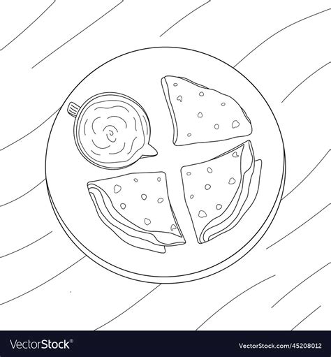 Triangle Folded Cornmeal Tortillas And Sauceboat Vector Image