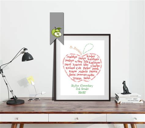 Teacher Appreciation T Class Names Word Art Apple With Etsy