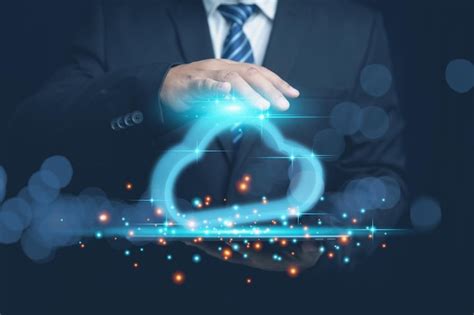 Premium Photo Businessman Holding Cloud Computing Icon Network On