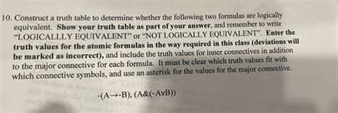Solved A 10 Construct A Truth Table To Determine Whether