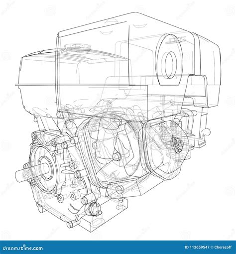 Engine Sketch 3d Illustration Stock Illustration Illustration Of
