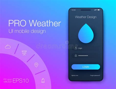 Weather Forecast App Ux Ui Design Stock Vector Stock Vector Illustration Of Sign Element