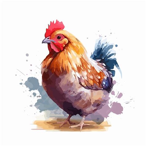 Premium Vector Cartoon Chicken Illustration Watercolor Style
